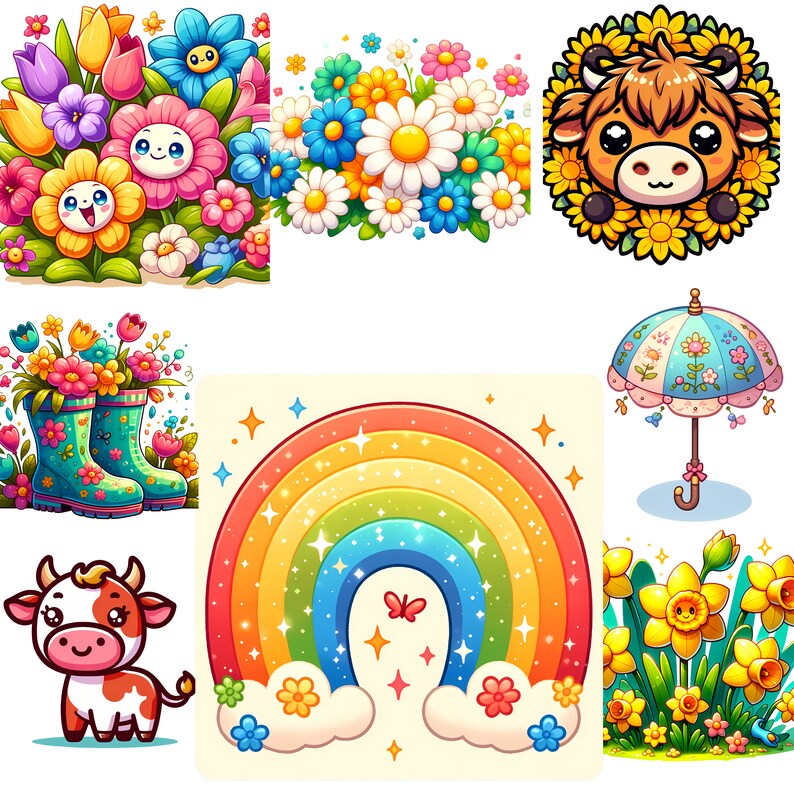 Spring Clip Art, Spring Clipart Bundle, Cute Spring Clipart, Spring PNG ...