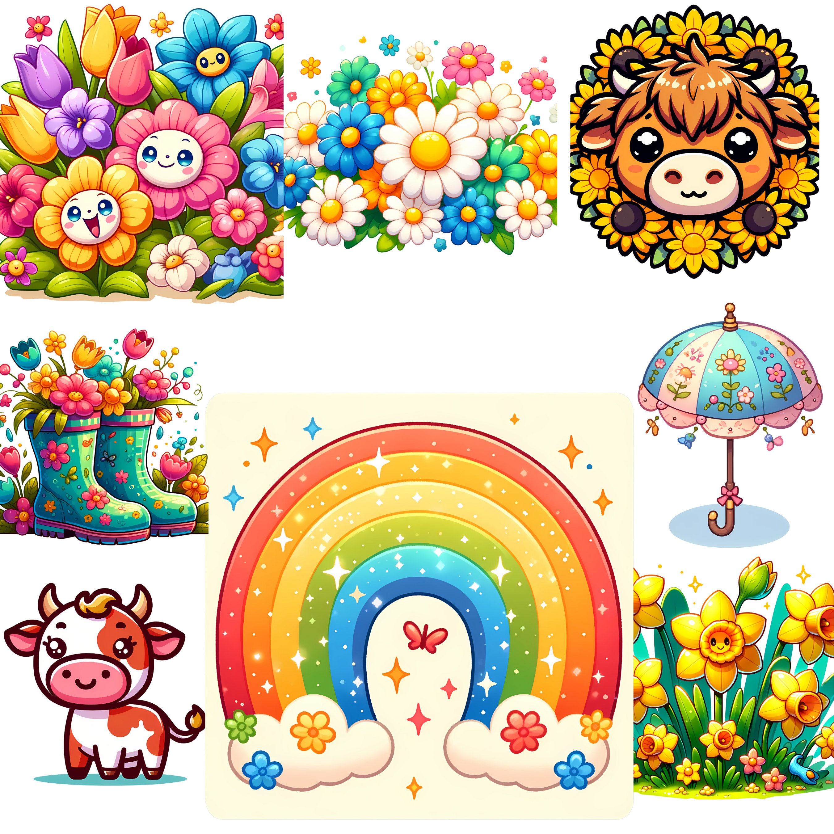 Spring Clip Art, Spring Clipart Bundle, Cute Spring Clipart, Spring PNG ...