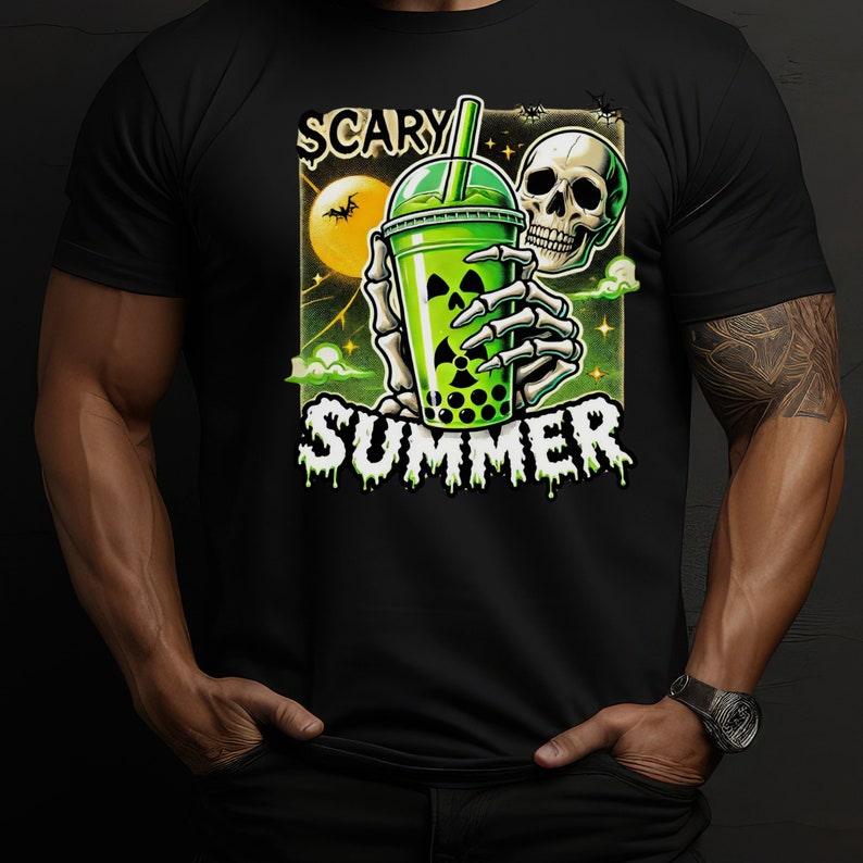 Boba Tea, Spooky Summer PNG, Summer Vibes Skeleton Clipart, Scary ...