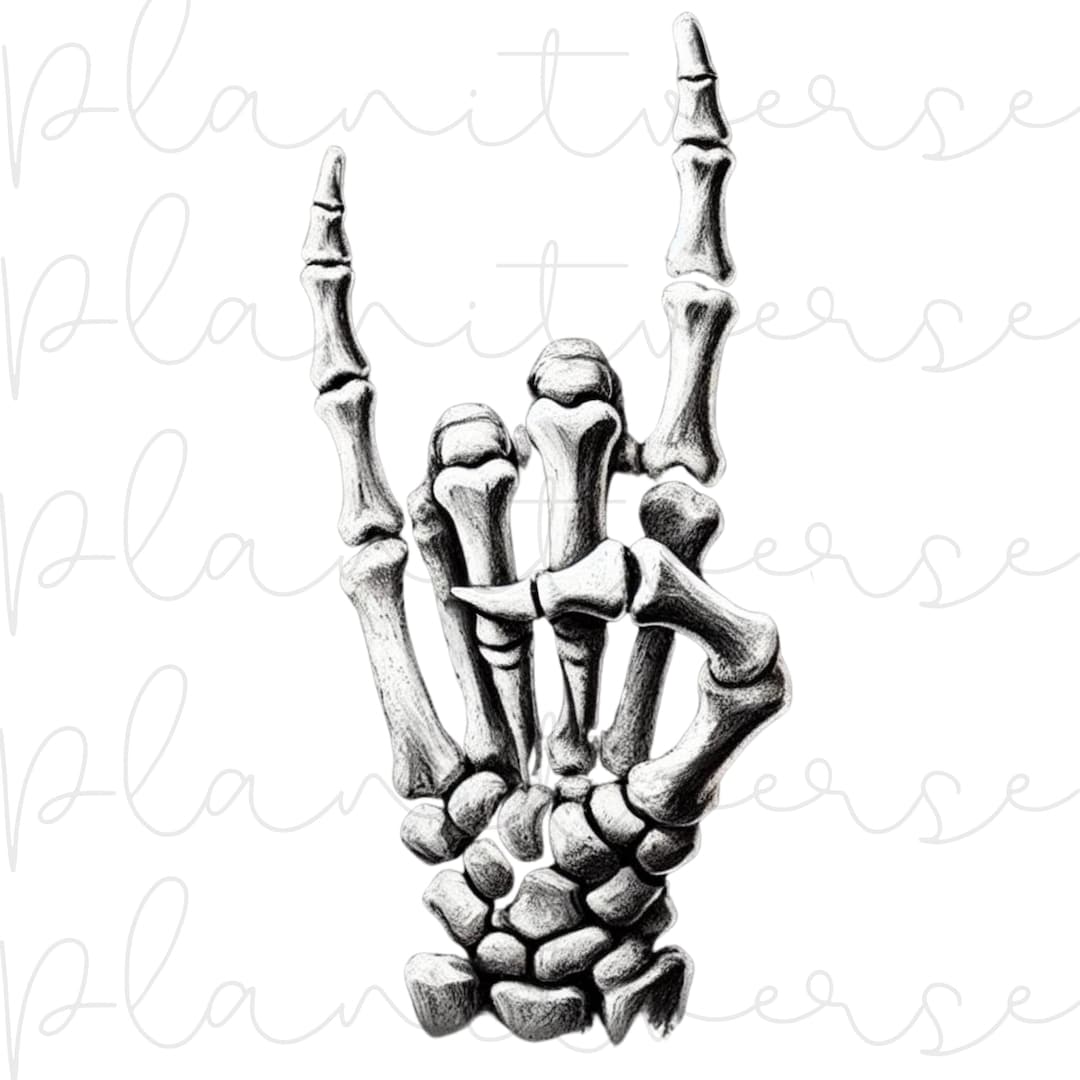 Rock on Hand PNG, Skeleton PNG, Rock and Roll Png, Stoner Png, Skeleton ...