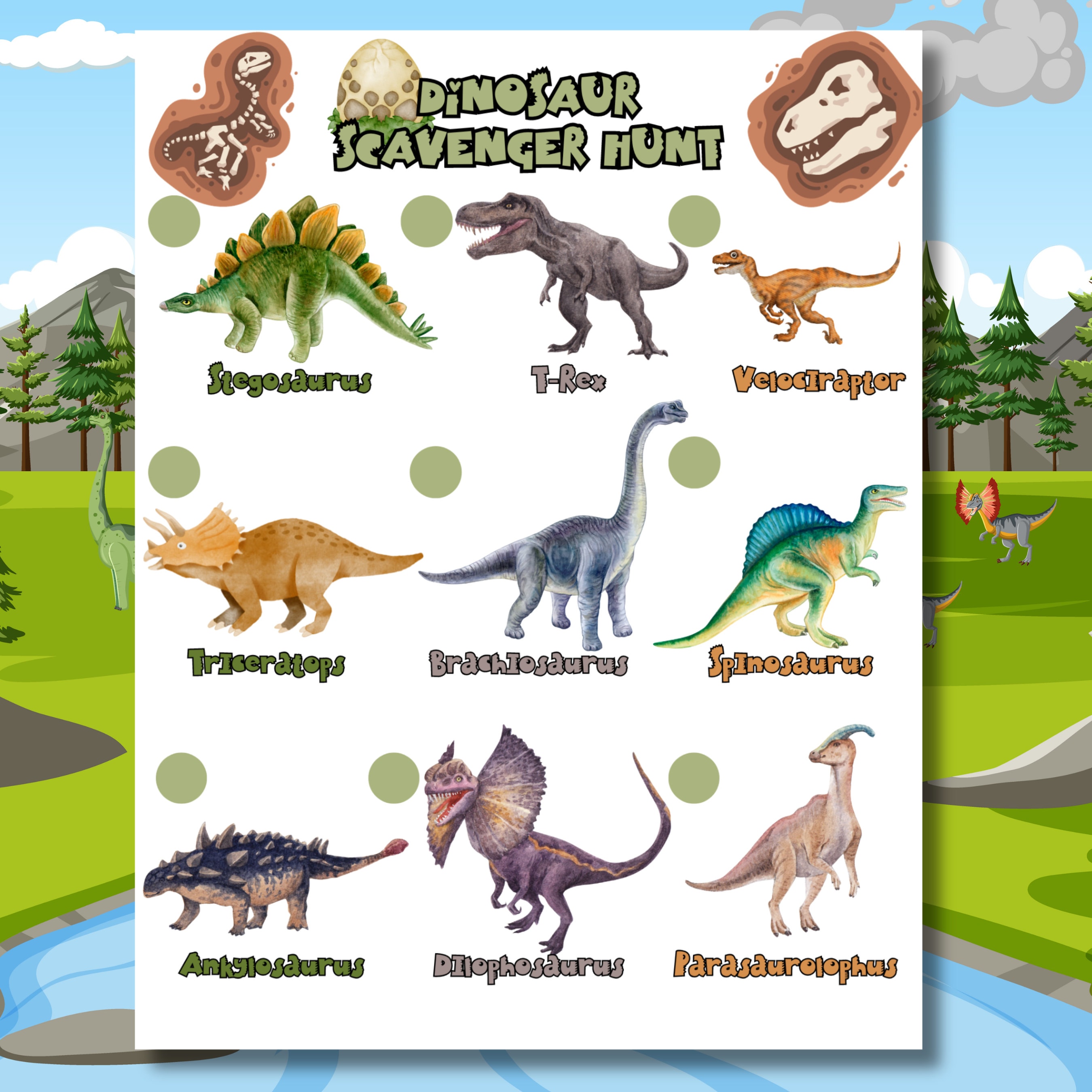Dinosaur Scavenger Hunt, Dino Scavenger Hunt, Dinosaur Party Game, Dino ...