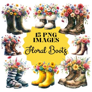 Floral Boots Clipart Bundle, Spring PNG, Hello Spring, Clipart PNG ...