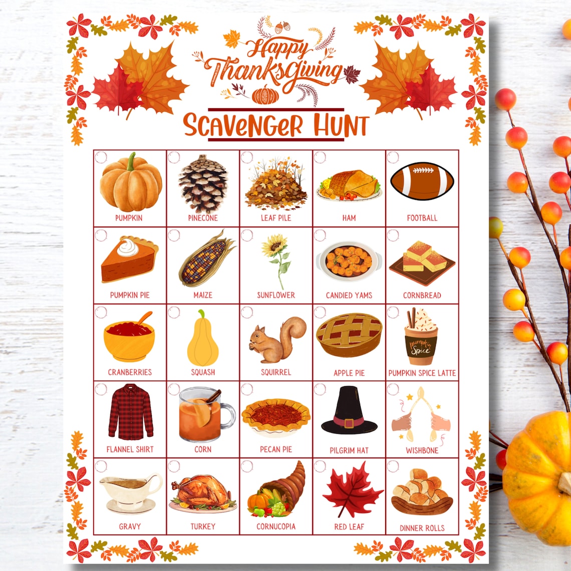 Scavenger Hunt for Kids, Scavenger Hunt, Thanksgiving Scavenger Hunt ...