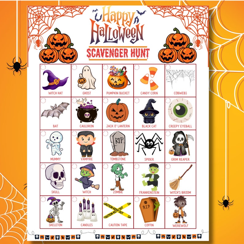 Halloween Scavenger Hunt Game, Cute Halloween Scavenger Party Game for ...