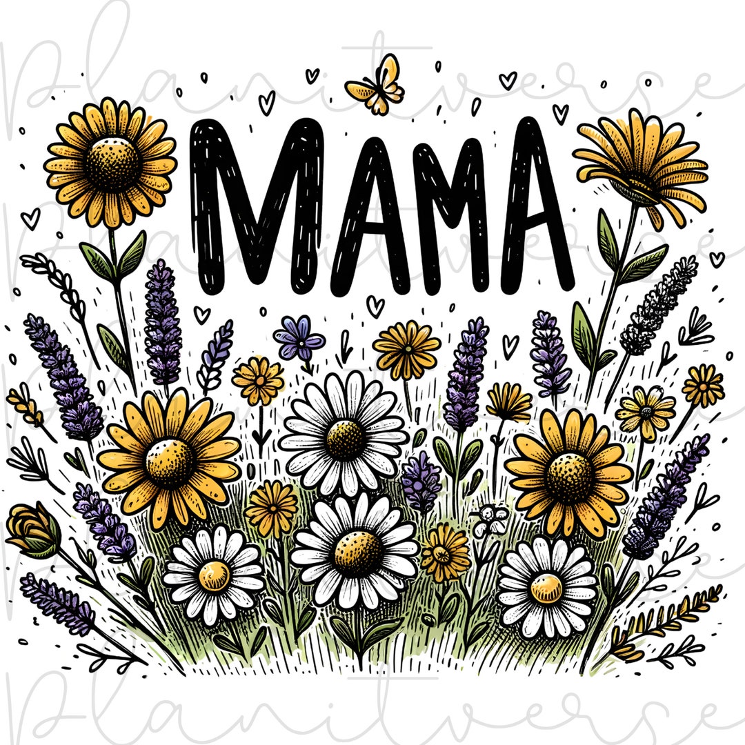 Mama PNG, Mothers Day PNG, Floral Png, Flower Png, Gift for Mom, Mom ...