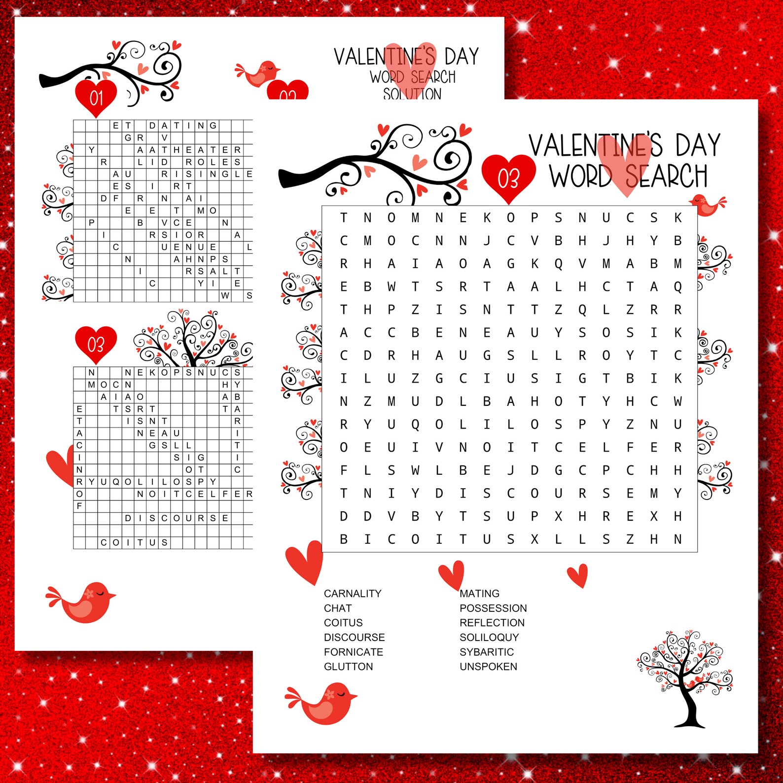 Valentine's Day Word Search Puzzles for Adults, Word Search, Galentine ...