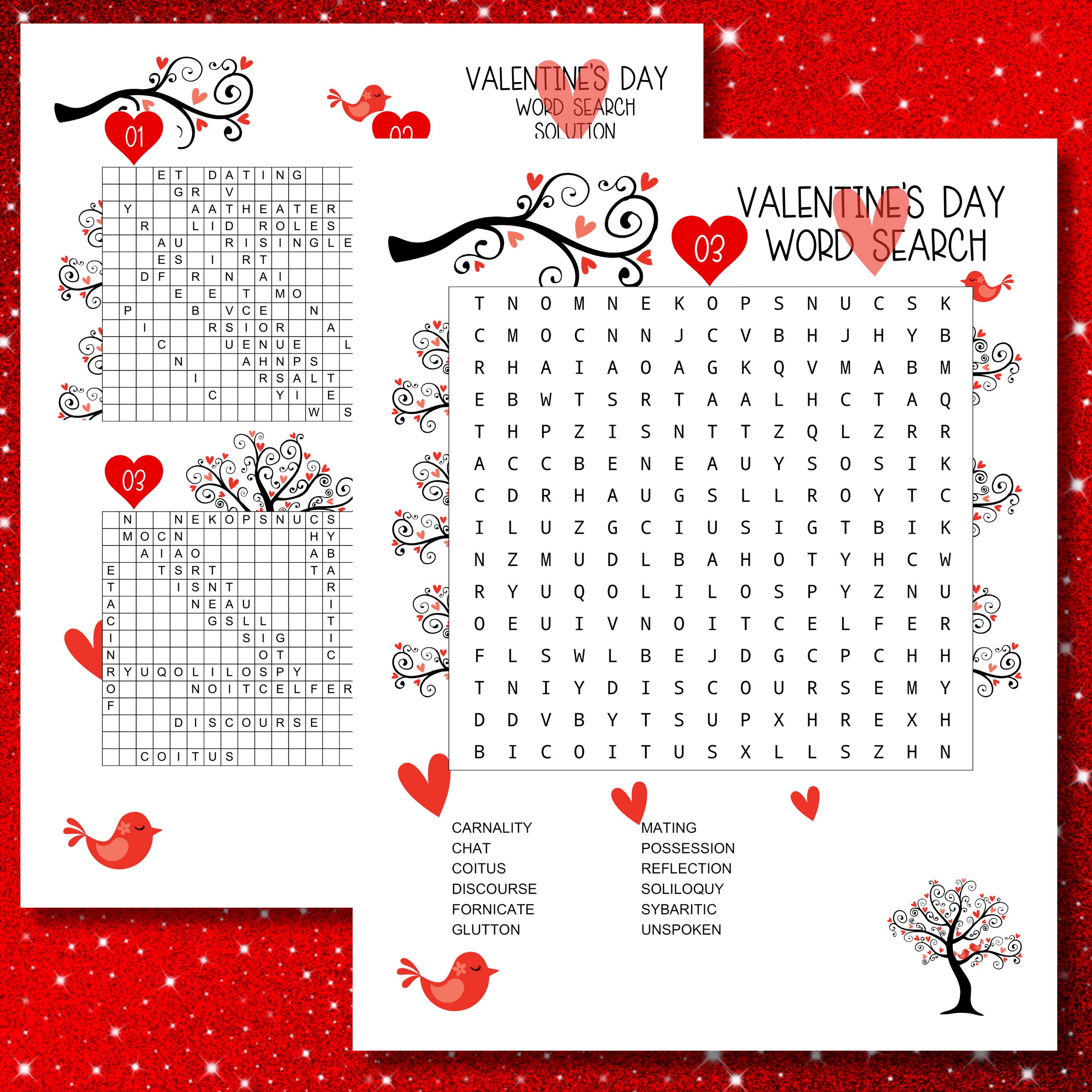 Valentine's Day Word Search Puzzles for Adults, Word Search, Galentine ...