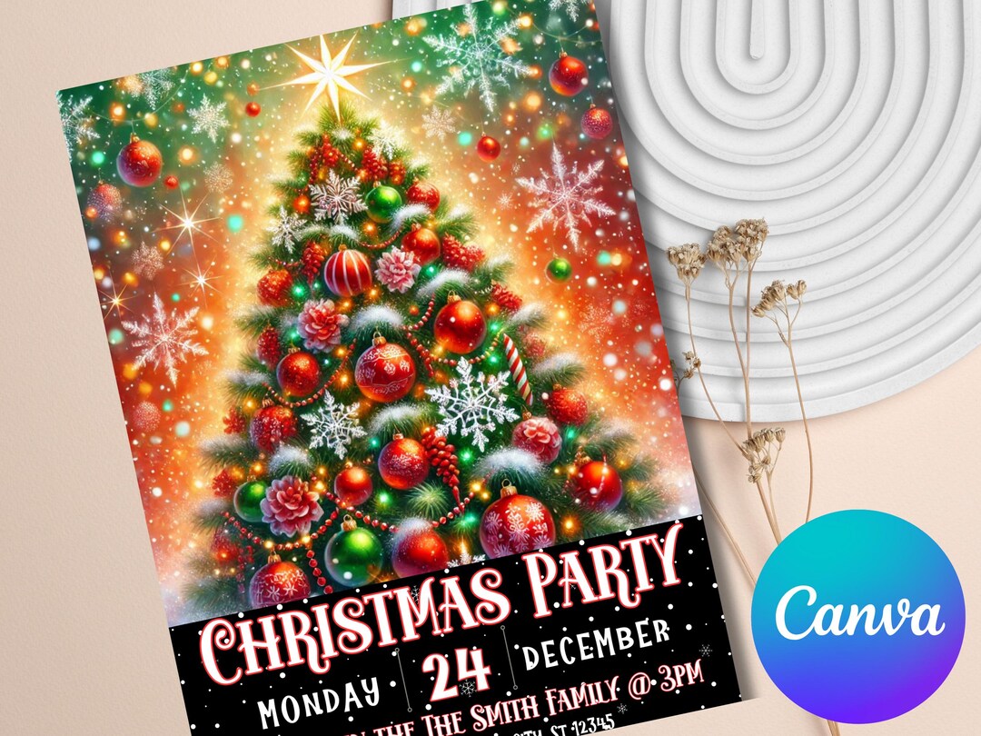 Christmas Party Invitation Template, Holiday Party Invitations ...