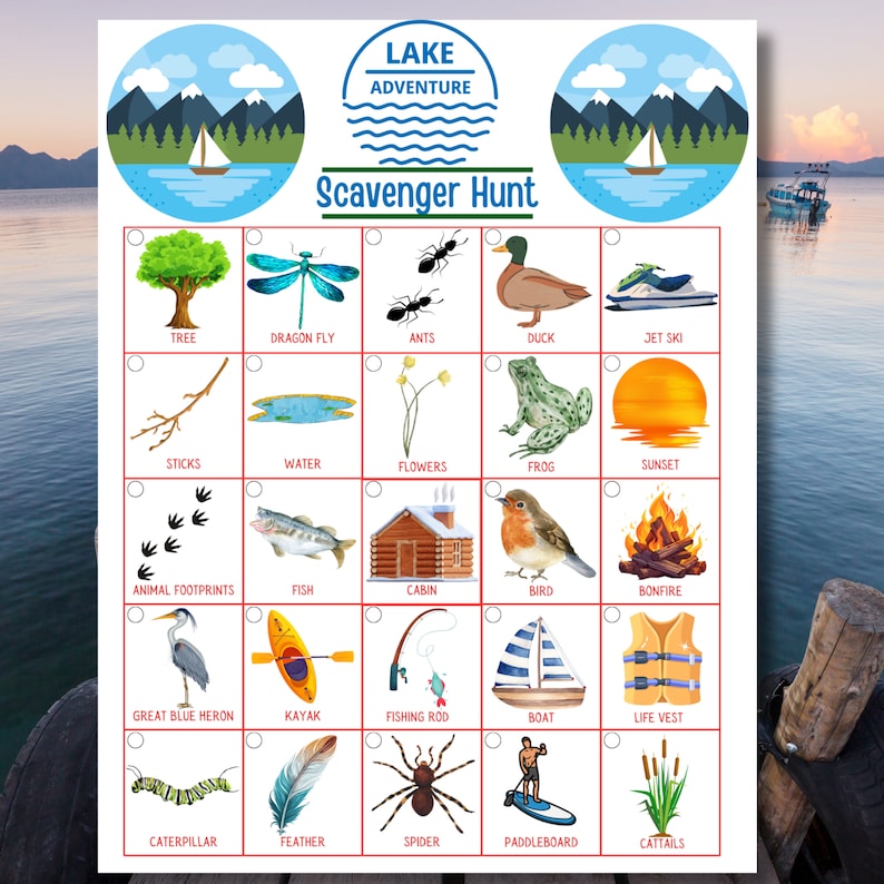 Scavenger Hunt, Lake Scavenger Hunt for Kids, Scavenger Hunt for Kids ...