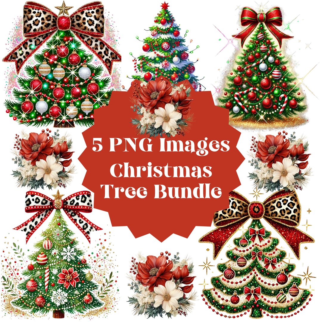 Christmas Tree Bundle PNG, Christmas PNG, Girly Christmas PNG ...