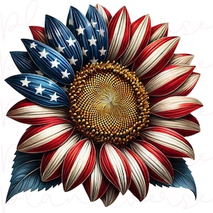 Patriotic Sunflower Png Red White And Blue Sunflower Png Independence