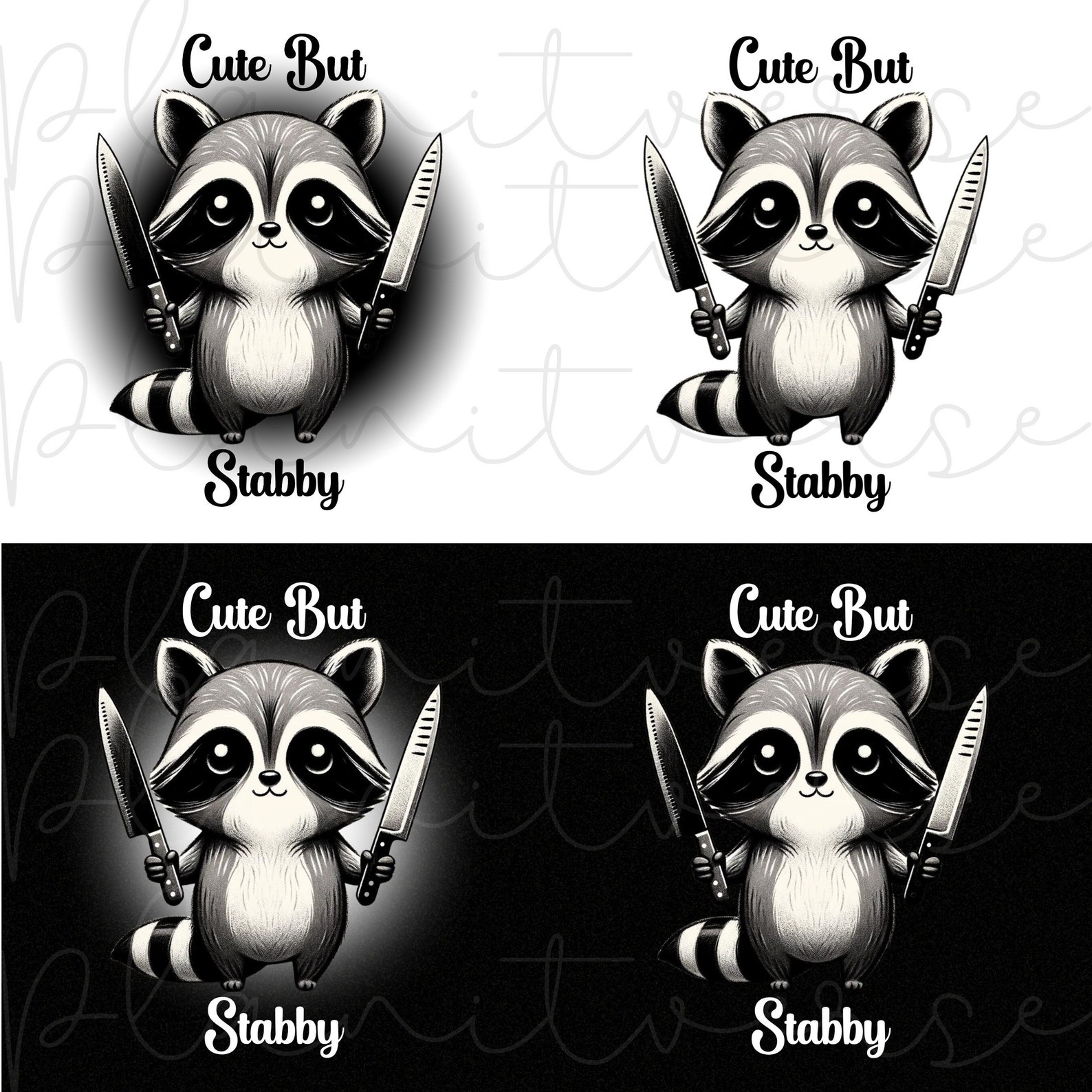 Cute but Stabby PNG, Raccoon PNG, Vintage Style Raccoon, Funny Raccoon ...