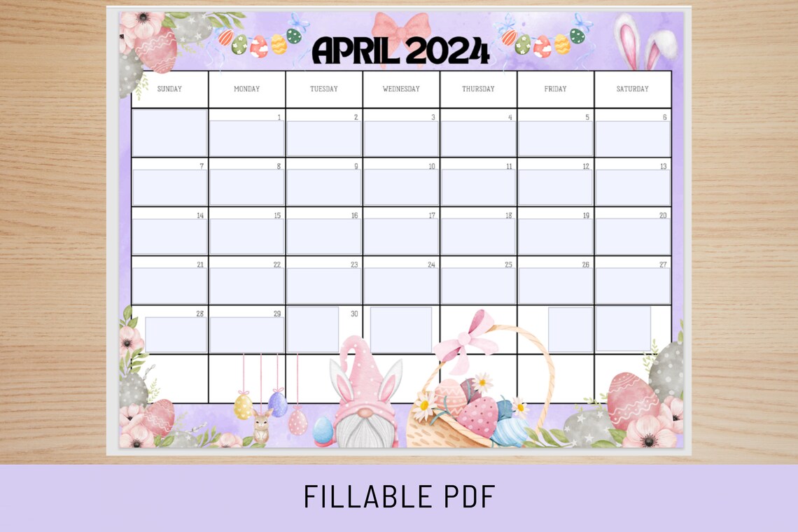 Editable April 2024 Calendar Printable, Simple Calendar,editable ...