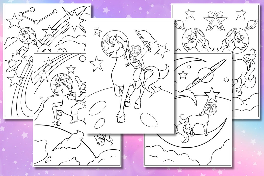 Unicorn Coloring Pages, Unicorn Printables, Unicorn in Space, Unicorn ...