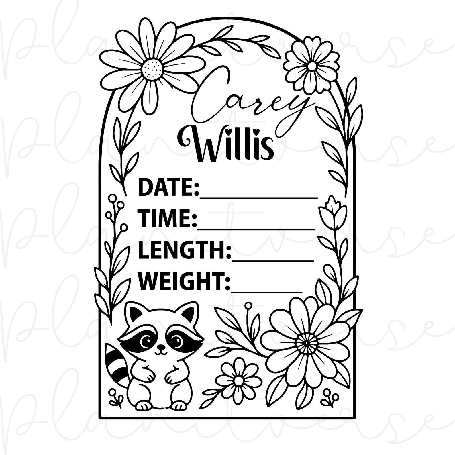 SVG Baby Birth Stat Laser Files, Baby Announcement SVG, Birth Stats ...