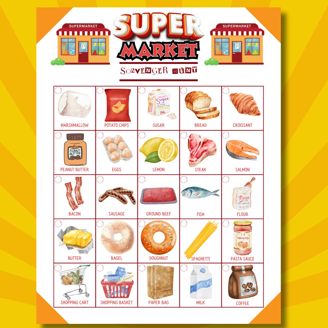 Supermarket Scavenger Hunt a Great Activity for Kids That - Etsy