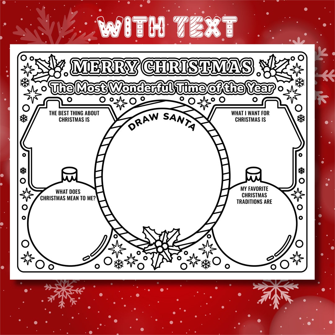 Christmas Coloring Page With Prompts, a Fun Fill in the Blank Coloring ...