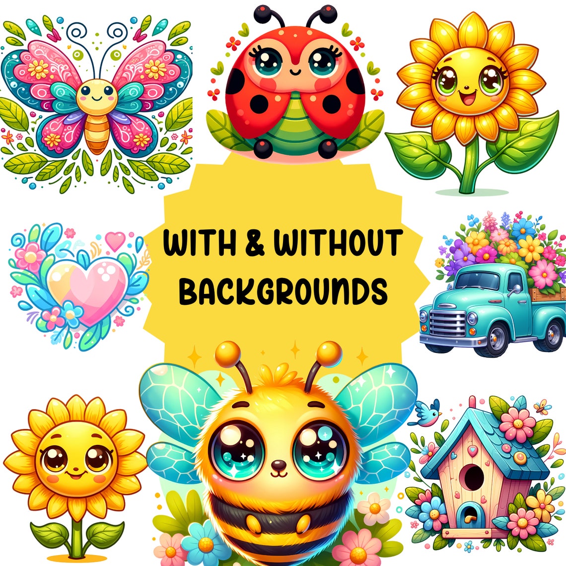 Spring Clip Art, Spring Clipart Bundle, Cute Spring Clipart, Spring PNG ...