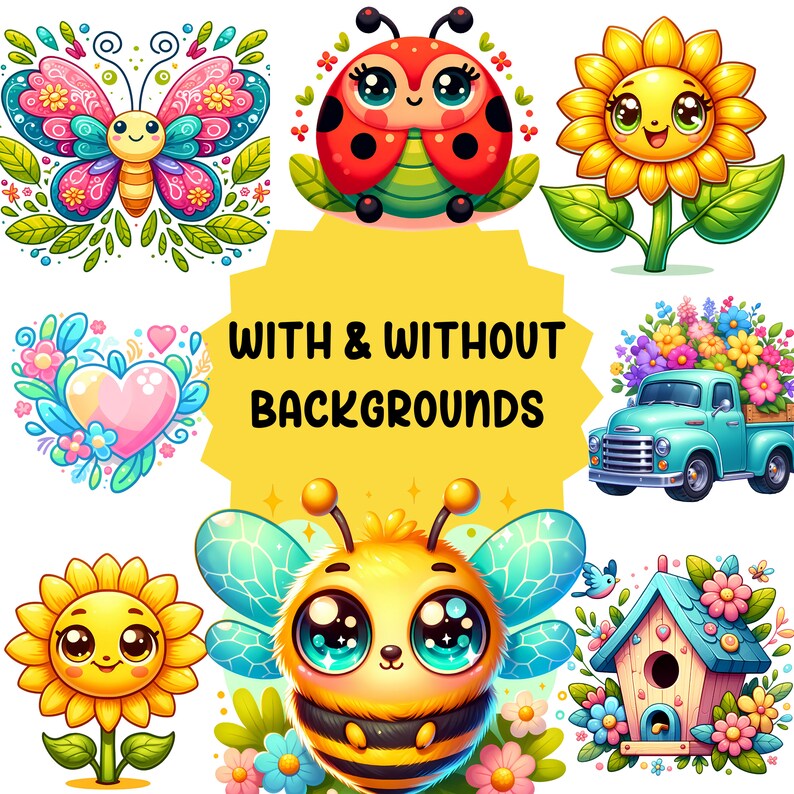 Spring Clip Art, Spring Clipart Bundle, Cute Spring Clipart, Spring PNG ...