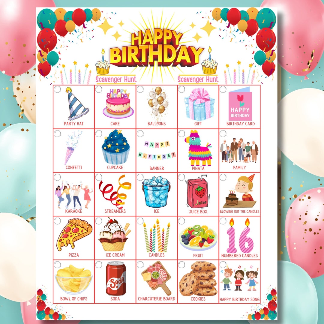 Birthday Scavenger Hunt, Birthday Scavenger Hunt for Kids, Scavenger ...