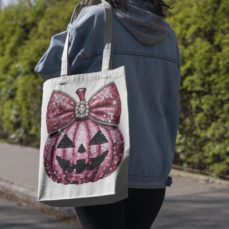 Pink Sequin Pumpkin PNG, Halloween PNG, Coquette Bow Png, Pink Jack O ...