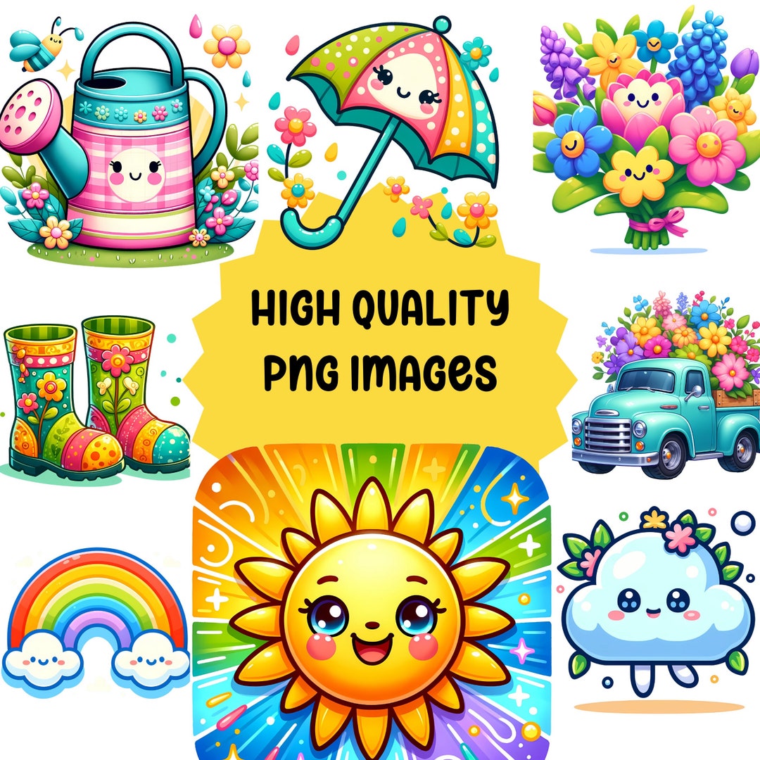 Spring Clip Art, Spring Clipart Bundle, Cute Spring Clipart, Spring PNG ...