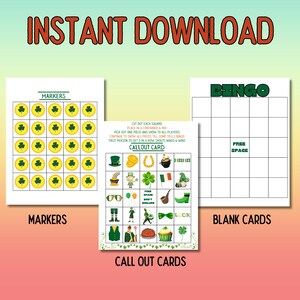 Printable St Patrick's Day Bingo Game, 16 Unique Bingo Cards W/labels ...