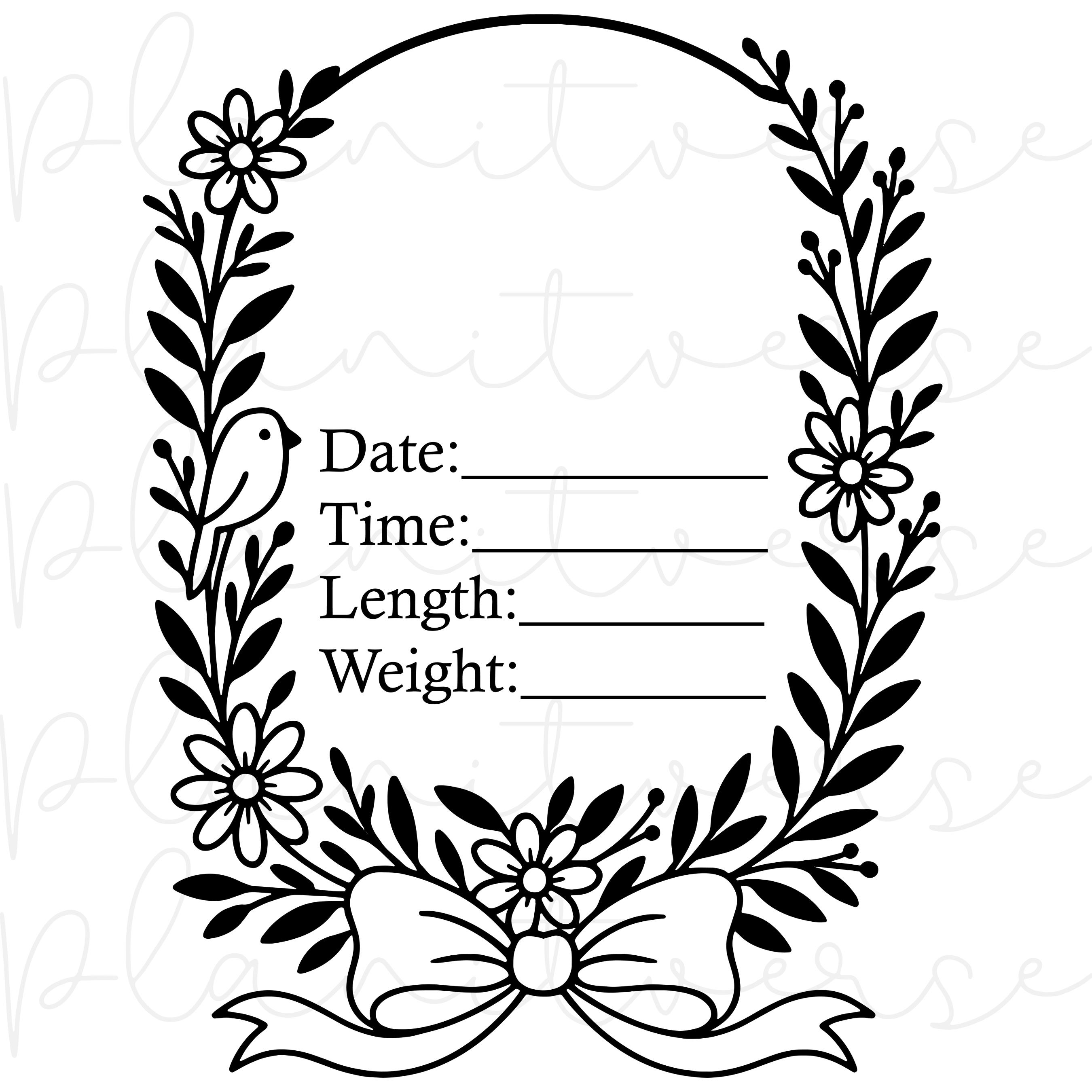 SVG Baby Birth Stat Laser Files, Baby Announcement SVG, Birth Stats ...