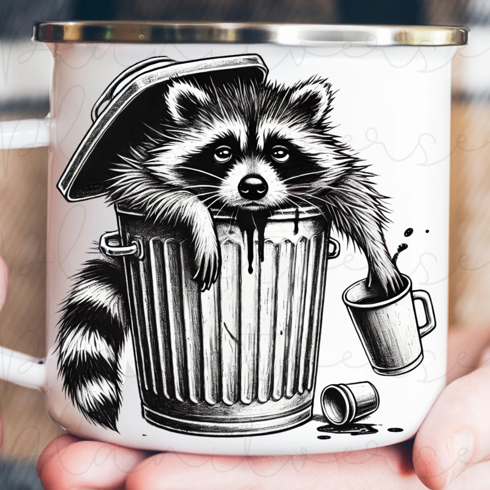 Betrunkener Waschbär PNG, Waschbär PNG, Waschbär im Vintage-Stil ...