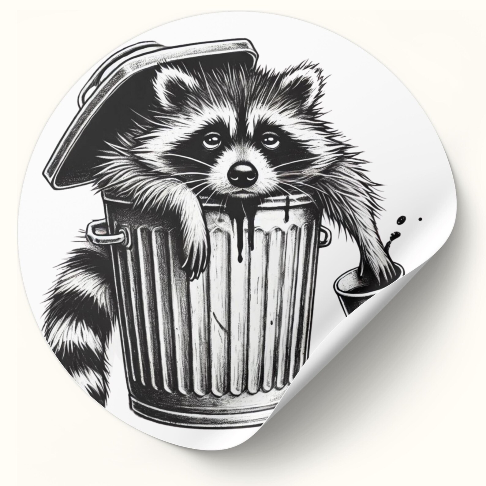 Betrunkener Waschbär PNG, Waschbär PNG, Waschbär im Vintage-Stil ...