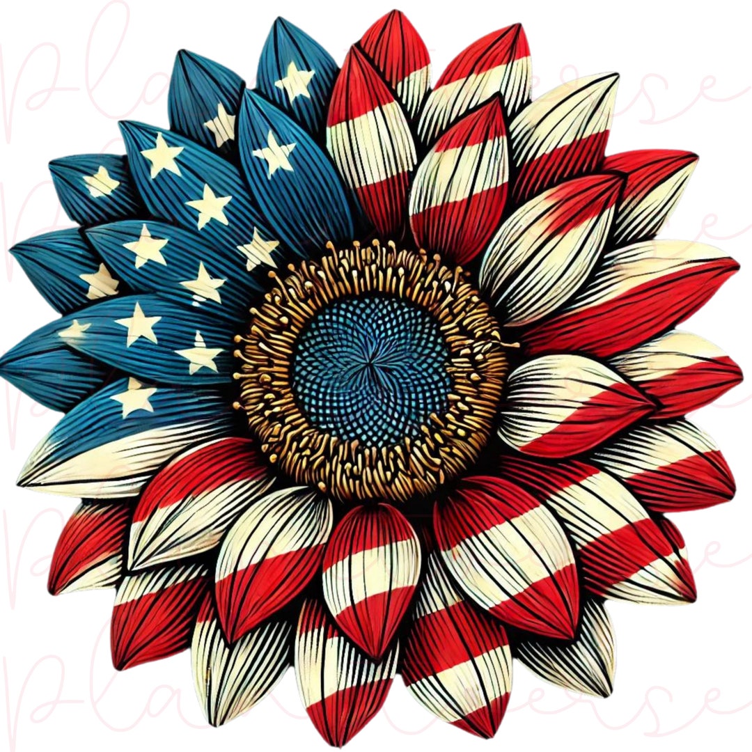 Patriotic Sunflower PNG, Red White and Blue Sunflower PNG, Independence ...