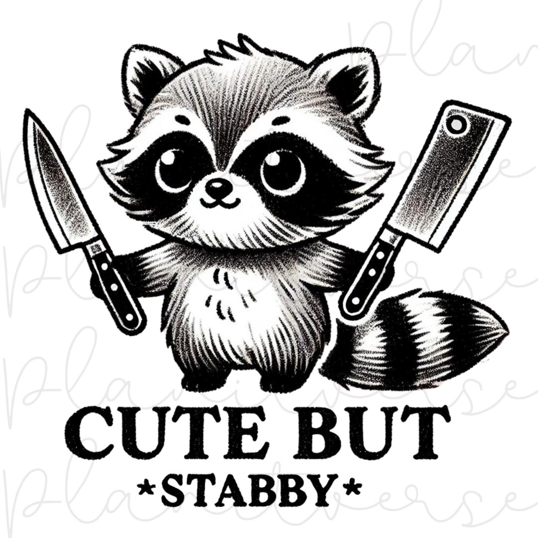 Cute but Stabby PNG, Halloween Png, Raccoon PNG, Vintage Raccoon, Funny ...