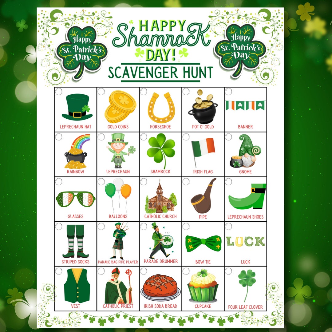 St. Patrick's Day Scavenger Hunt, Saint Patricks Day, Game for Kids ...