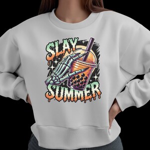 Slay Summer PNG, Boba Tea, Summer Vibes Skeleton Clipart, Scary Summer ...