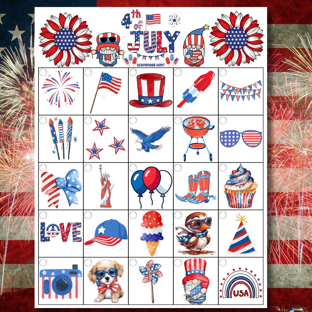 Independence Day Scavenger Hunt, Scavenger Hunt for Kids, Scavenger ...