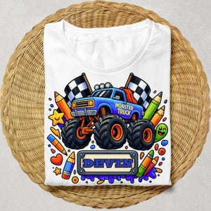 Preschool Personalized, Monster Truck PNG, Personalized Back to School ...