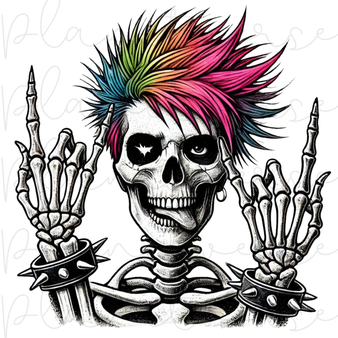 Skull, Skull PNG, Skeleton PNG, Punk Rocker, Skeleton Clipart, Rock and ...