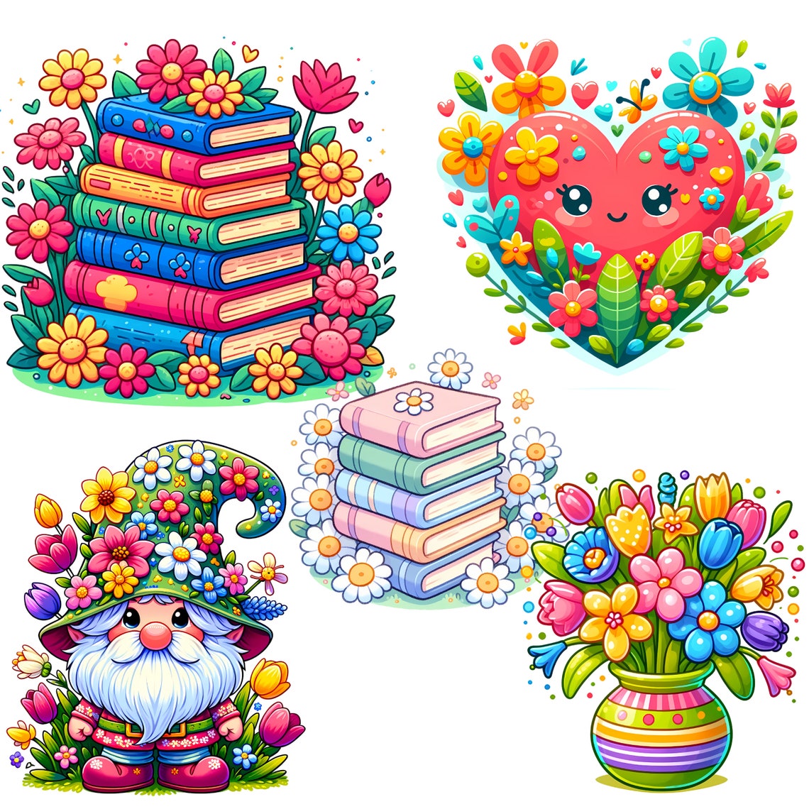 Spring Clip Art, Spring Clipart Bundle, Cute Spring Clipart, Spring PNG ...