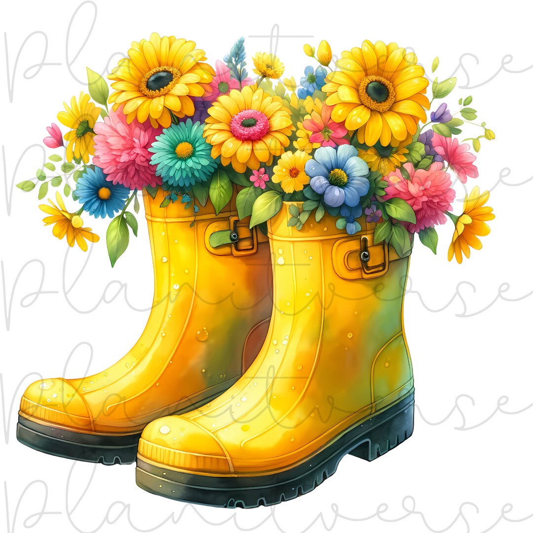 Floral Boots Clipart Bundle, Spring PNG, Hello Spring, Clipart PNG ...