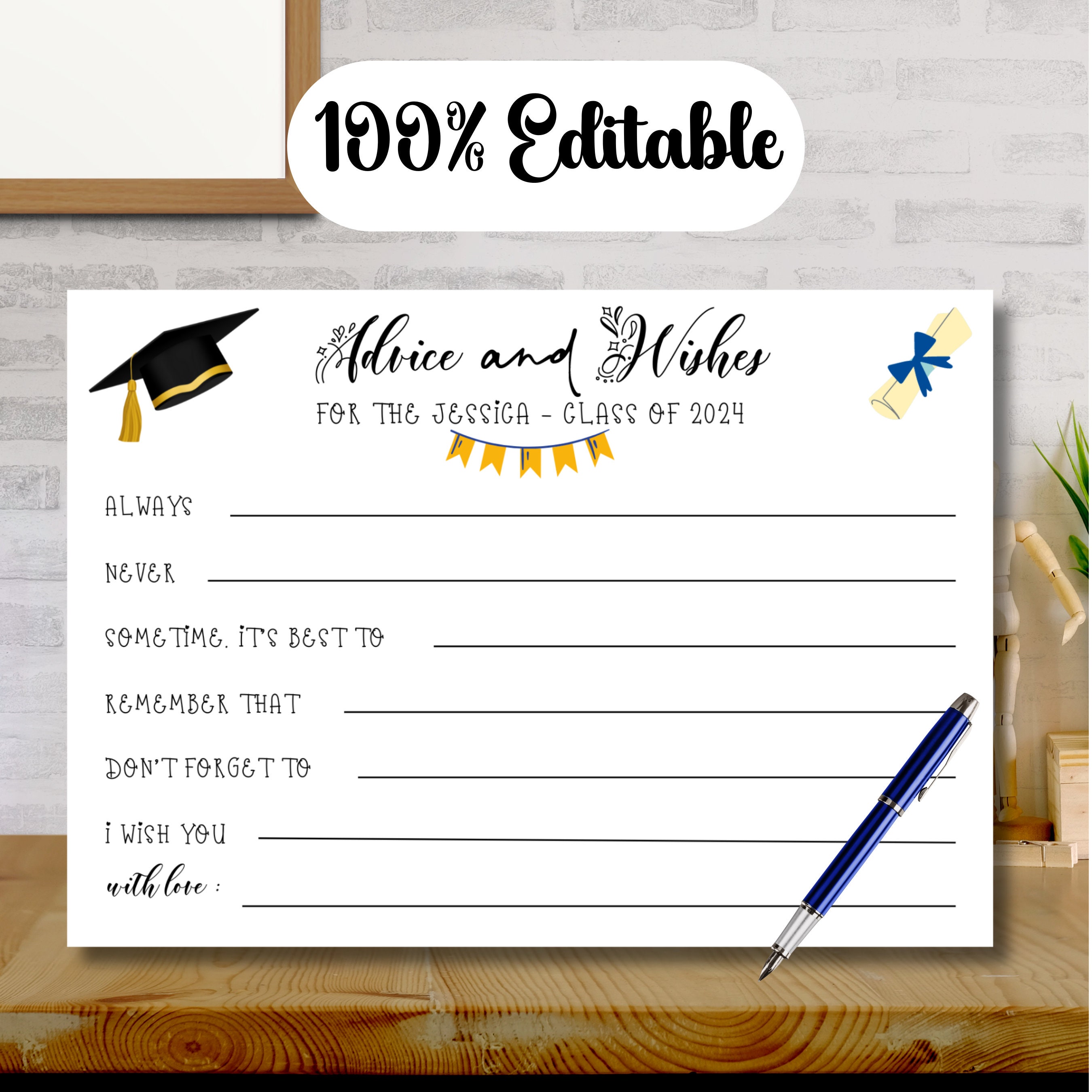 Advice and Wishes for the Graduate Printable Cards, Graduation Table ...