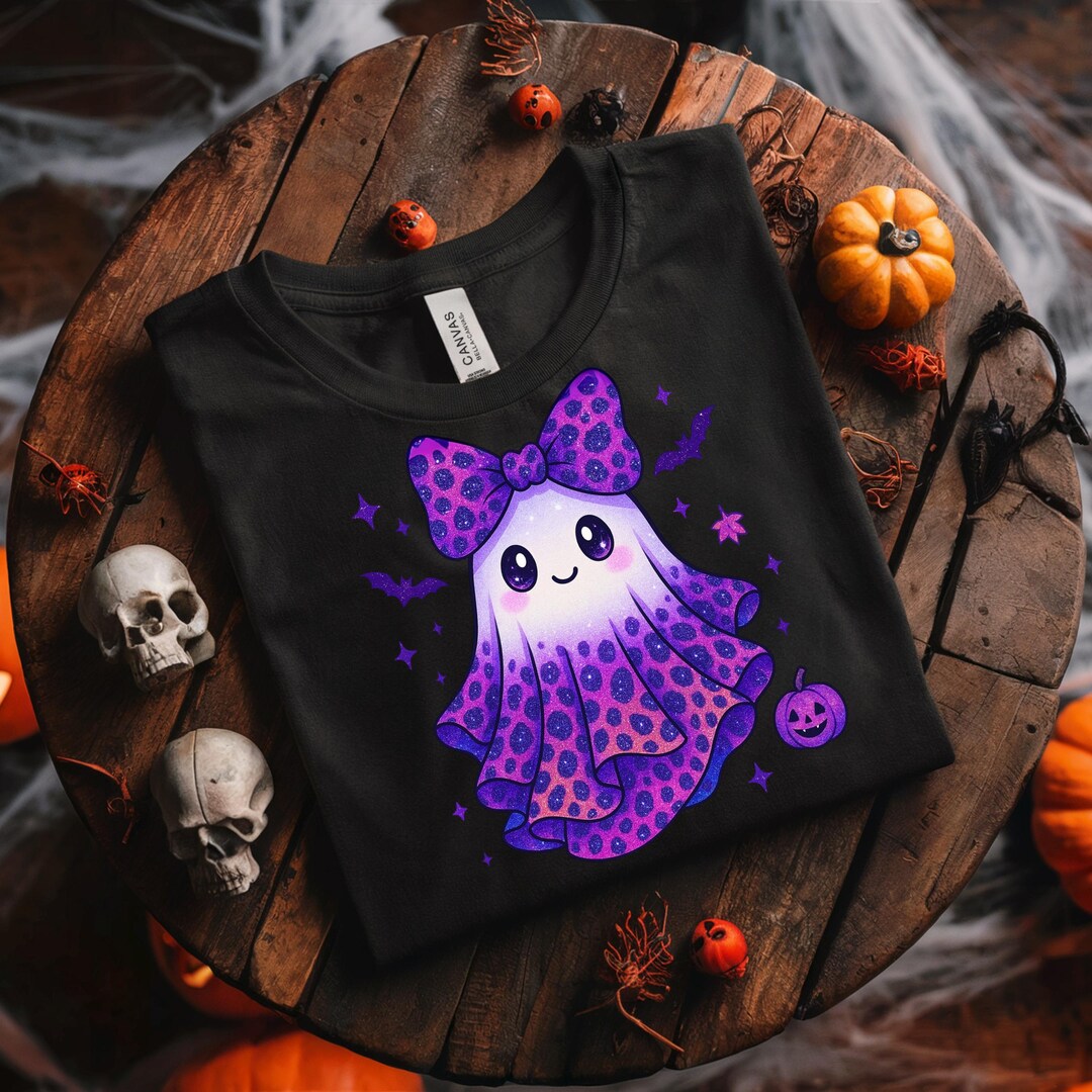 Preppy Ghost Boo PNG, Cute Ghost PNG, Leopard Spooky Coquette, Leopard ...