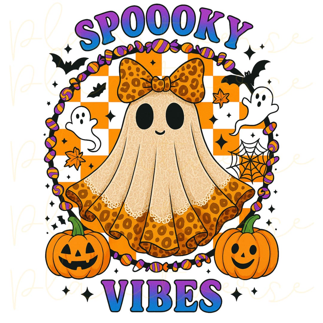 Retro Halloween, Spooky Vibes PNG, Halloween PNG, Cute Ghost PNG ...