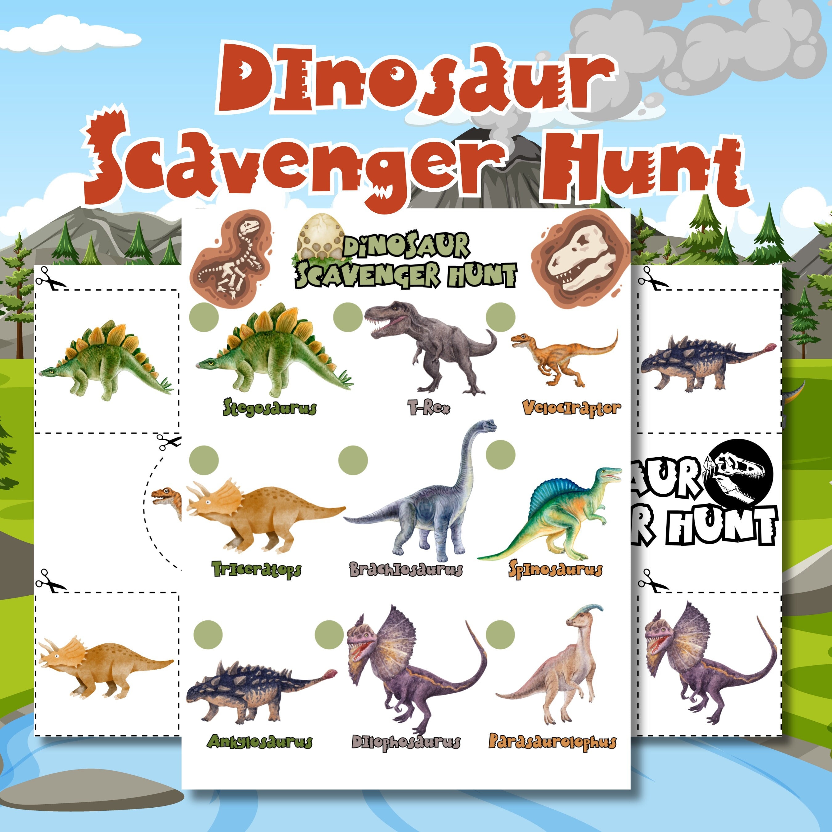 Dinosaur Scavenger Hunt, Dino Scavenger Hunt, Dinosaur Party Game, Dino ...