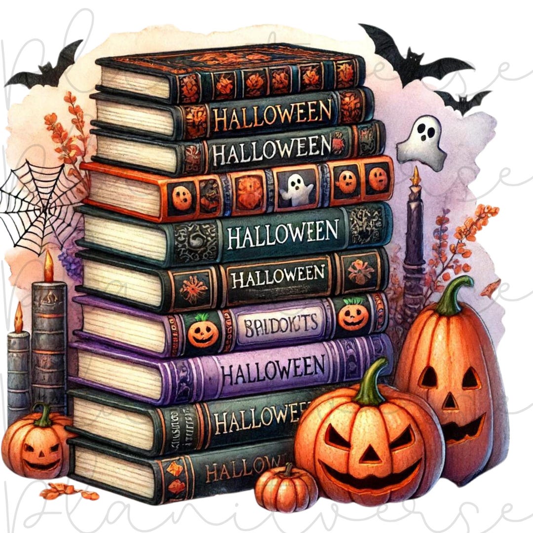 Halloween Library PNG, Ghost Books Halloween PNG, Teacher Halloween PNG ...