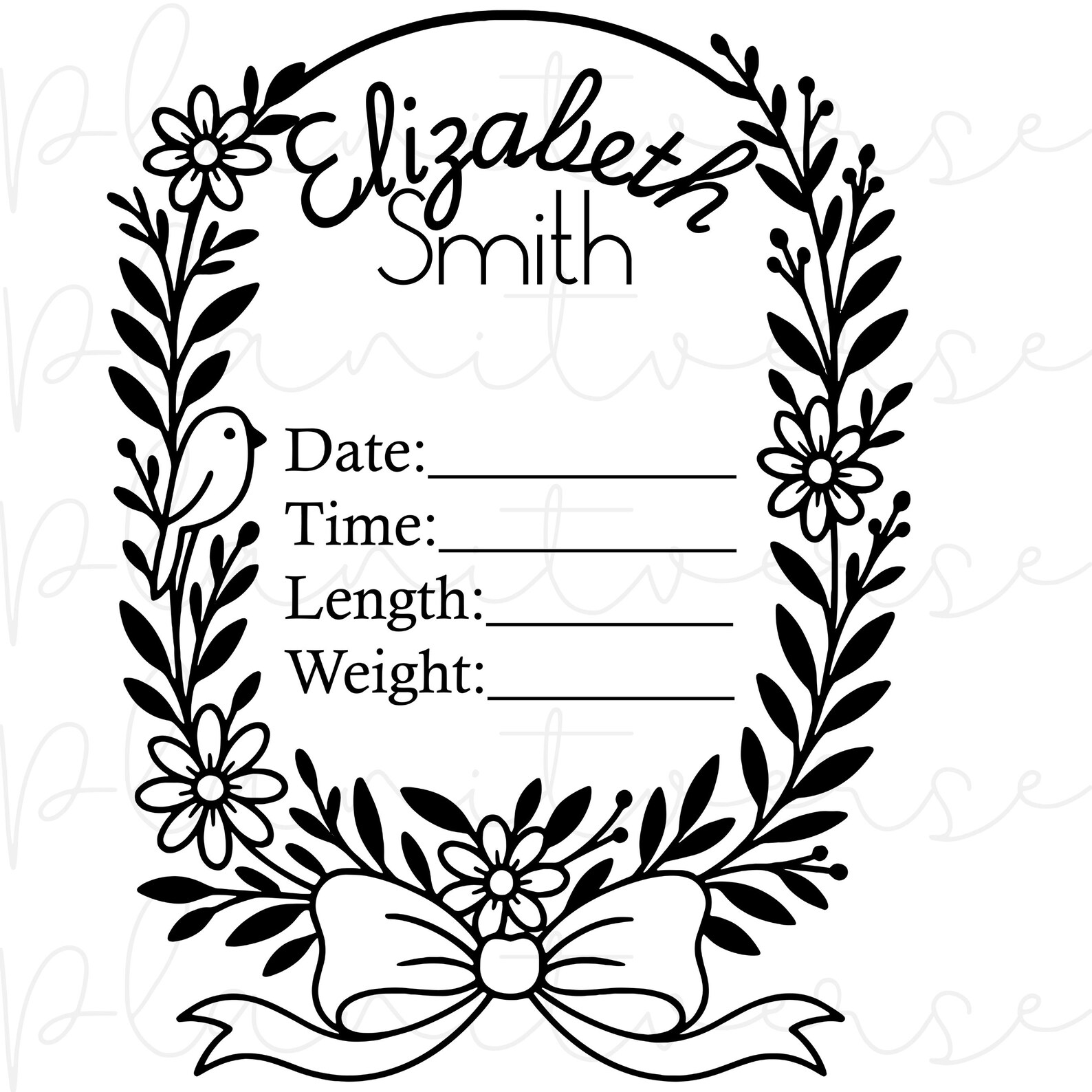SVG Baby Birth Stat Laser Files, Baby Announcement SVG, Birth Stats ...
