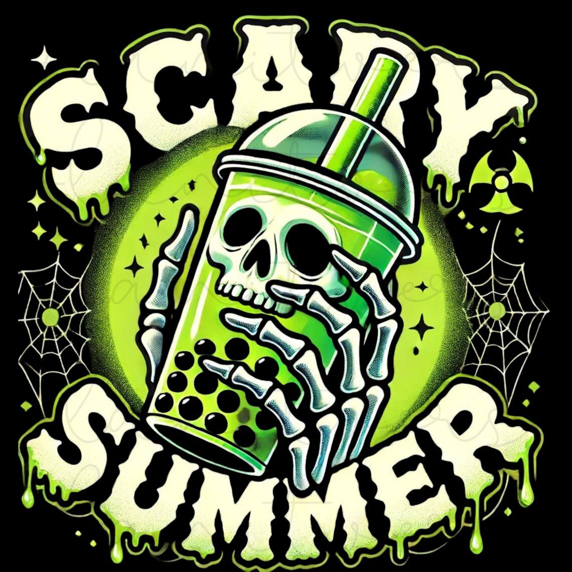 Boba Tea, Spooky Summer PNG, Summer Vibes Skeleton Clipart, Scary ...