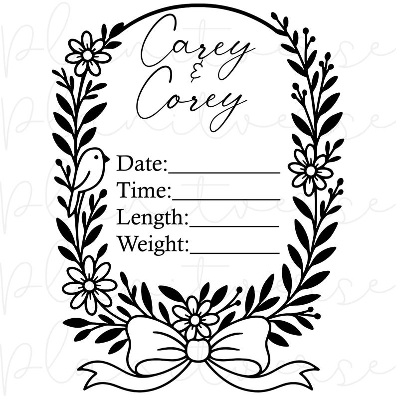 SVG Baby Birth Stat Laser Files, Baby Announcement SVG, Birth Stats ...