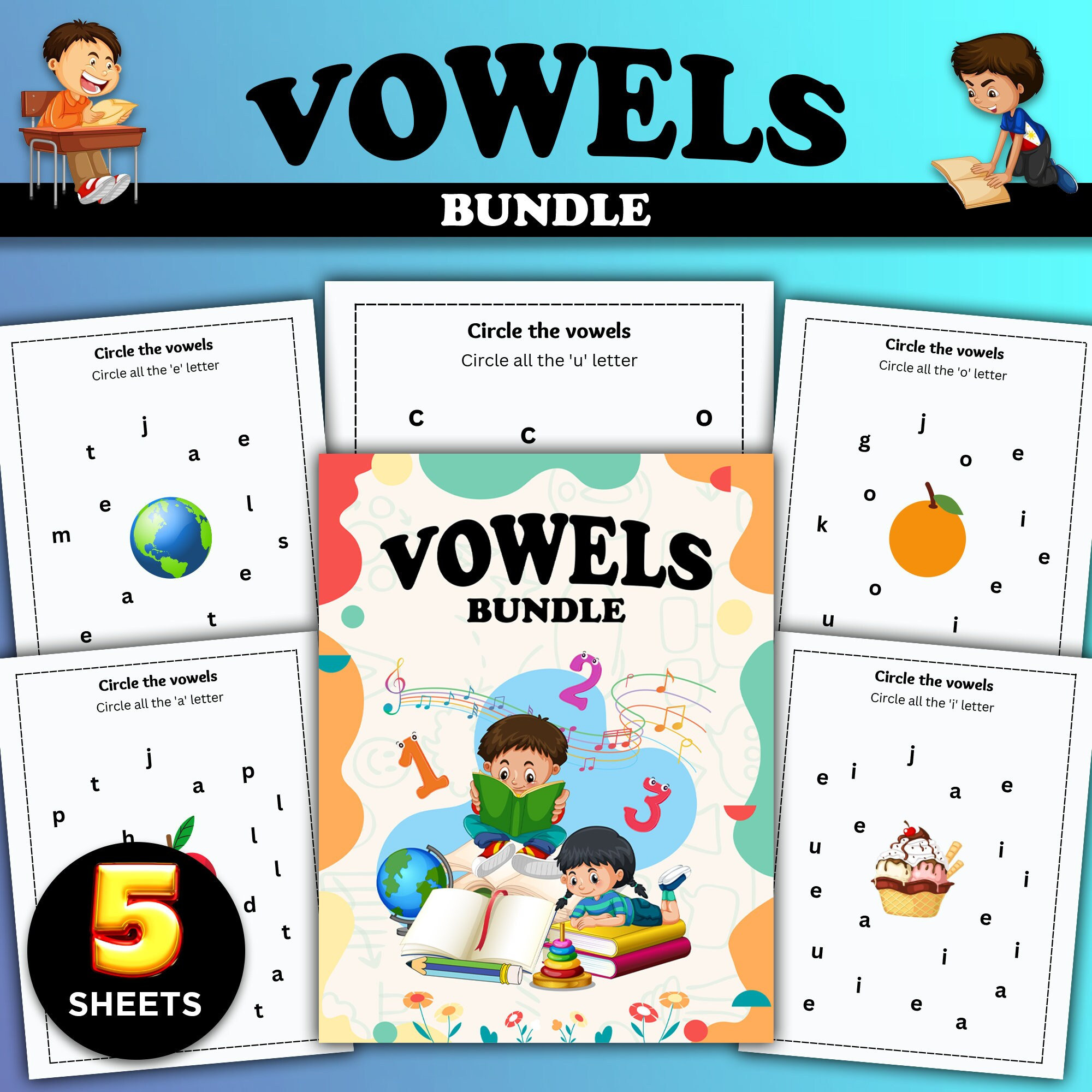 Vowel Cards, Printable Vowel Words Sheets, Phonics Word Wall Printable, Sight Words Practice ...