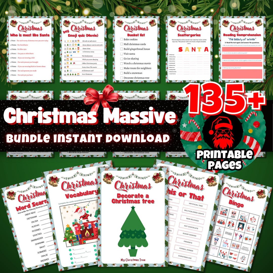 135+ Christmas Party Games, Printable Christmas Games Bundle, Christmas ...