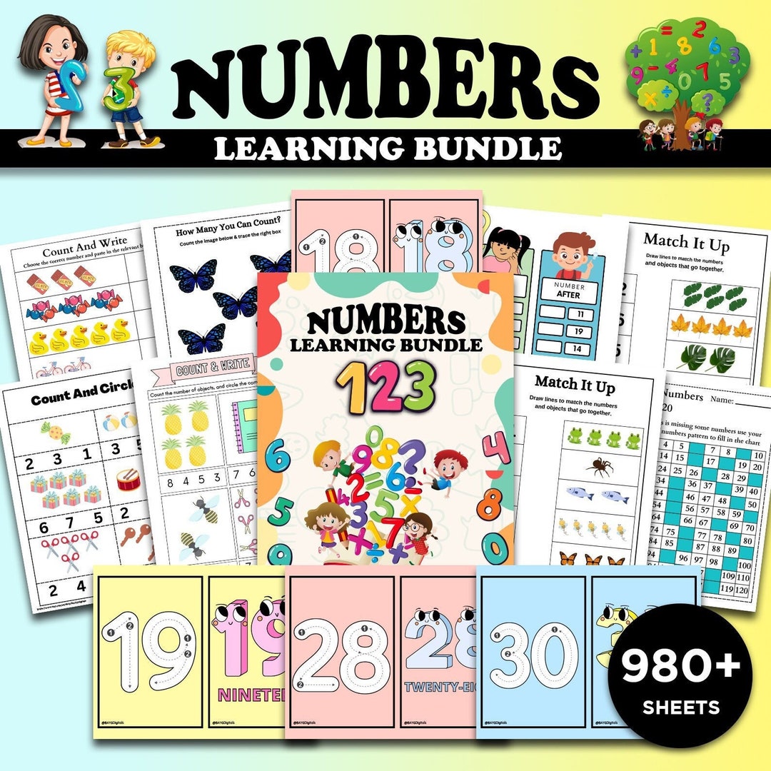 Printable Preschool Number Learning Bundle Instant Download Counting ...